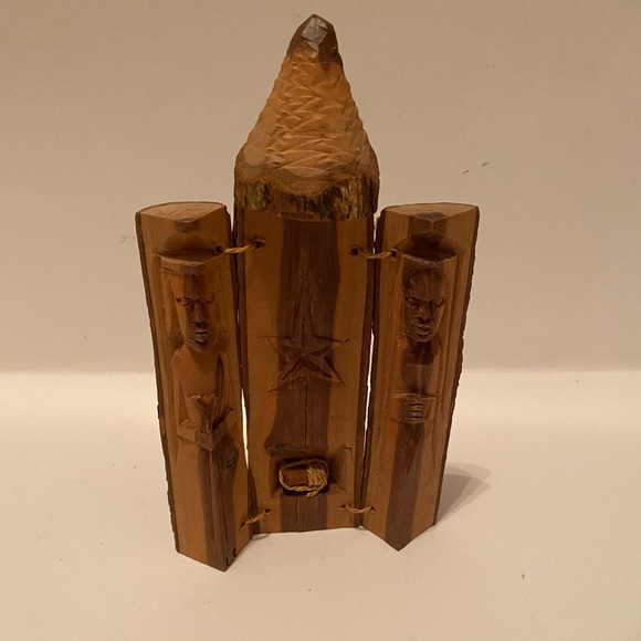 Accents | Religious Hand Carved Tryptic Altar Baby Jesus Mary Joseph ...